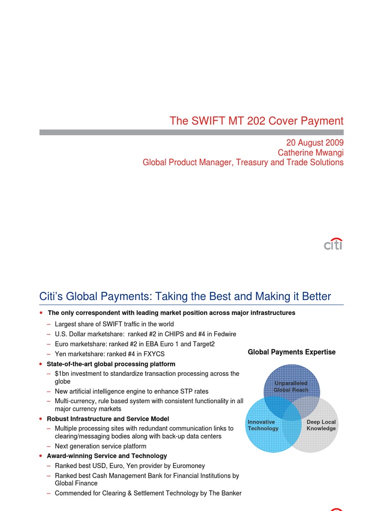Swift Mt202 Cov | PDF | Wire Transfer | Citigroup