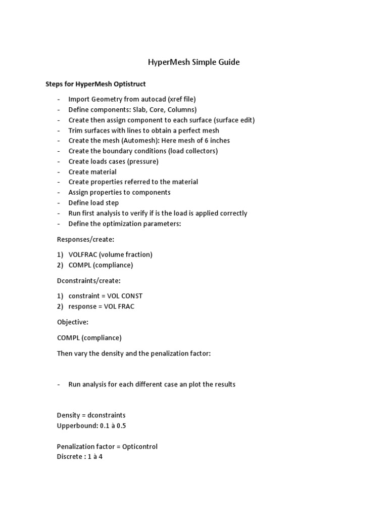 Hypermesh Simple Guide: Steps For Hypermesh Optistruct | PDF