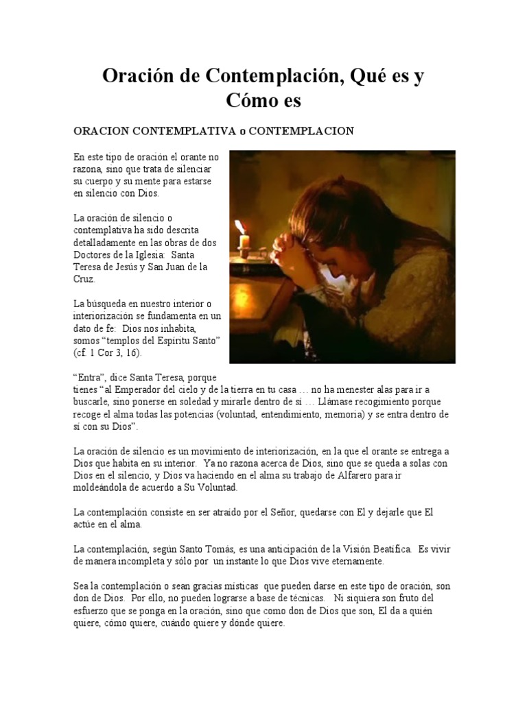 Oración de Contemplación, Qué y Cómo es