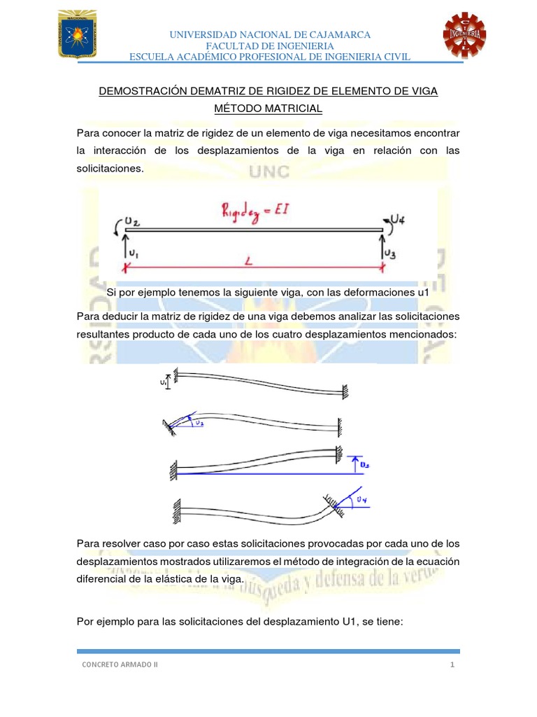 Matriz de Rigidez | PDF | Matriz (Matemáticas) | Ingeniería mecánica