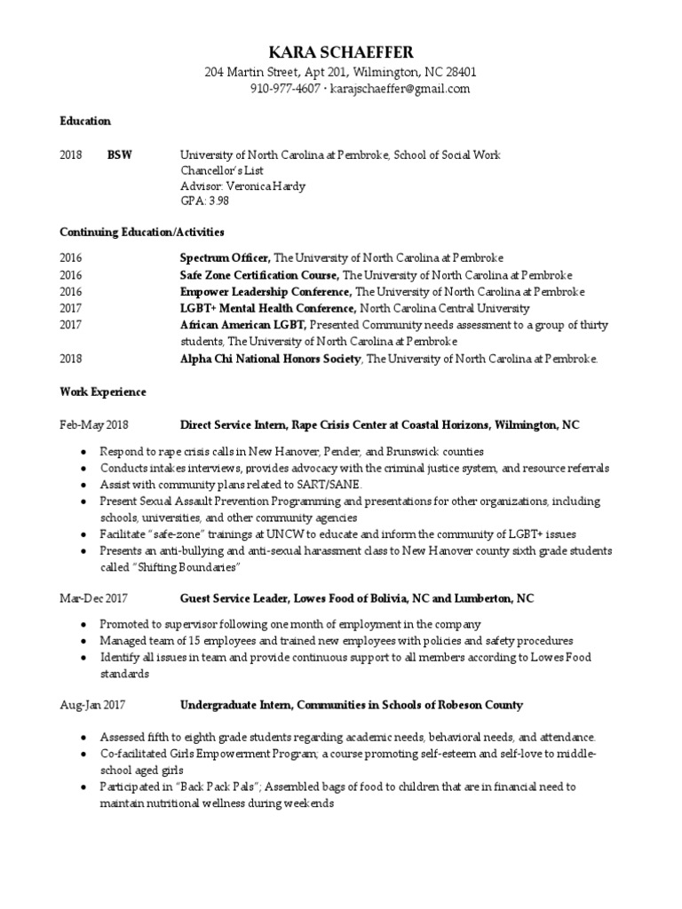 Kara Resume Draft 1 | PDF | Behavior Modification | Psychology