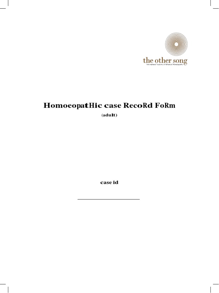 Case Record Book English | PDF | Homeopathy | Menstruation