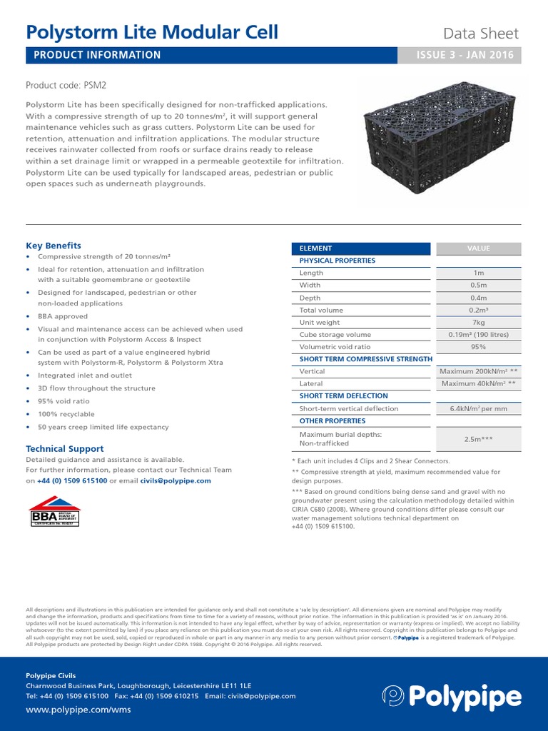Polystorm Lite Modular Cell Datasheet Issue 3 Jan 16 | PDF | Copyright ...