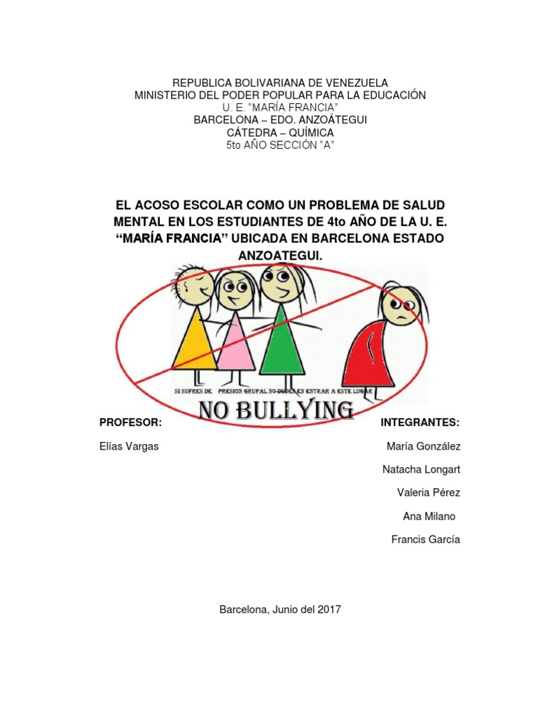 Acoso Escolar y Salud Mental en Estudiantes | PDF | Ciencias del ...