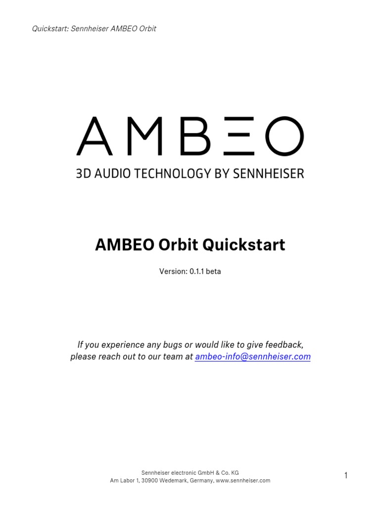 AMBEO Orbit Quickstart | Download Free PDF | Sound Technology | Signal ...