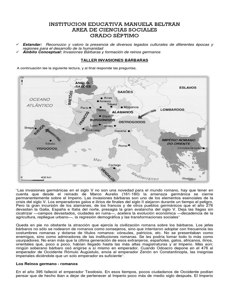 Invasiones Bárbaras y Reinos Germanos | PDF | Pueblos germánicos ...