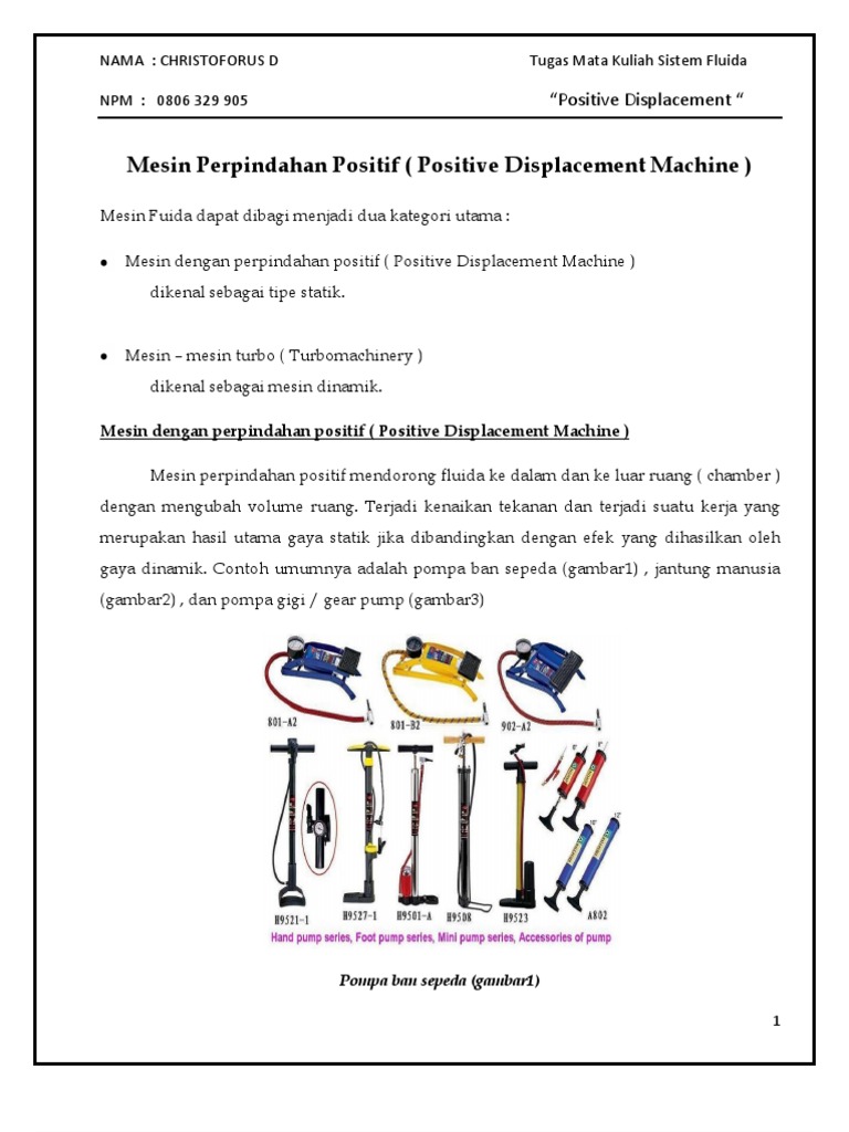 Positive Displacement Machine (Mesin Perpindahan Positif) | PDF