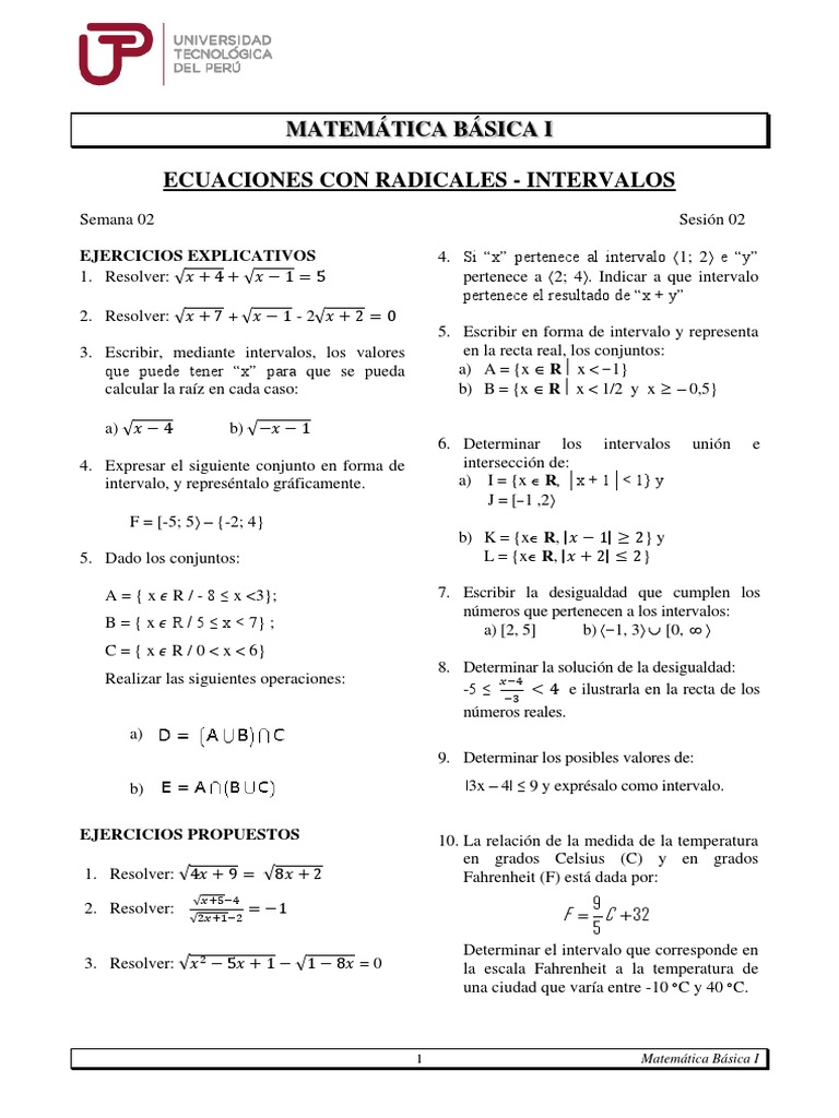 Ejercicios de Ecuaciones e Intervalos | PDF | Intervalo (Matemáticas) | Celsius