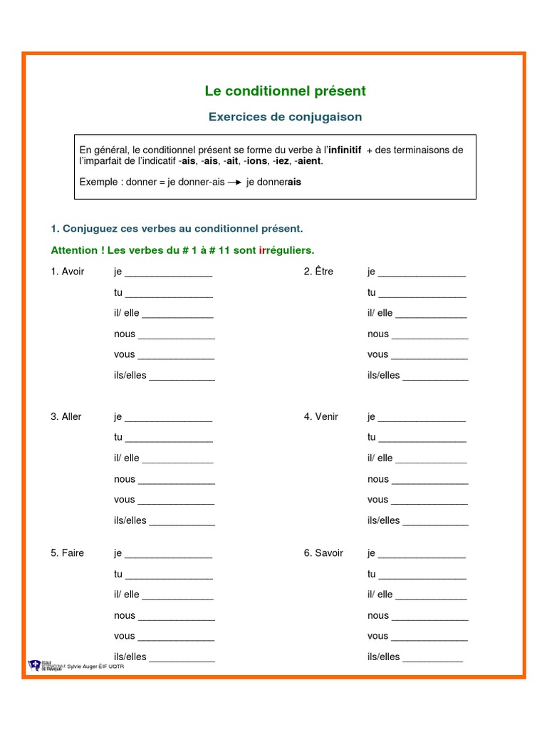 Le Conditionnel Present Exercices Et Corrige PDF | PDF | Sémantique ...