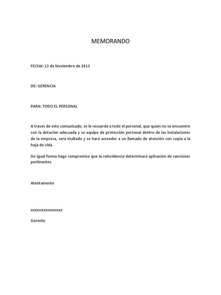 Formato de Memorando Dotacion Personal | PDF