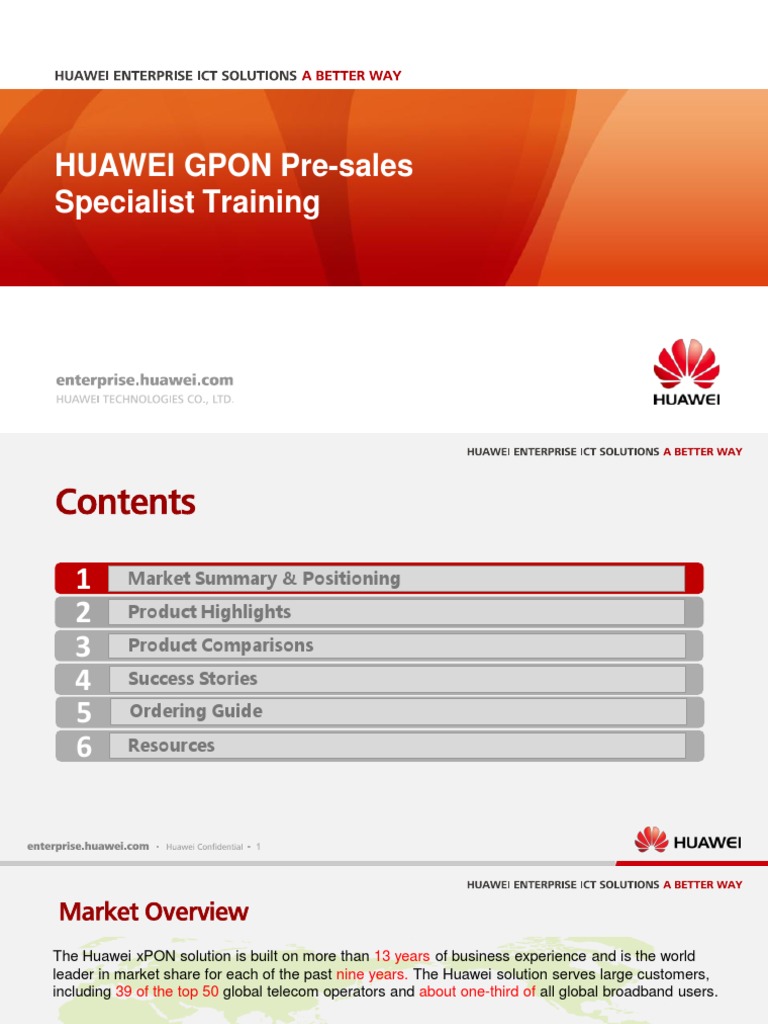 03-HUAWEI GPON Pre-Sales Specialist Training V1.0 PDF | PDF | Fiber To The X | Computer Network