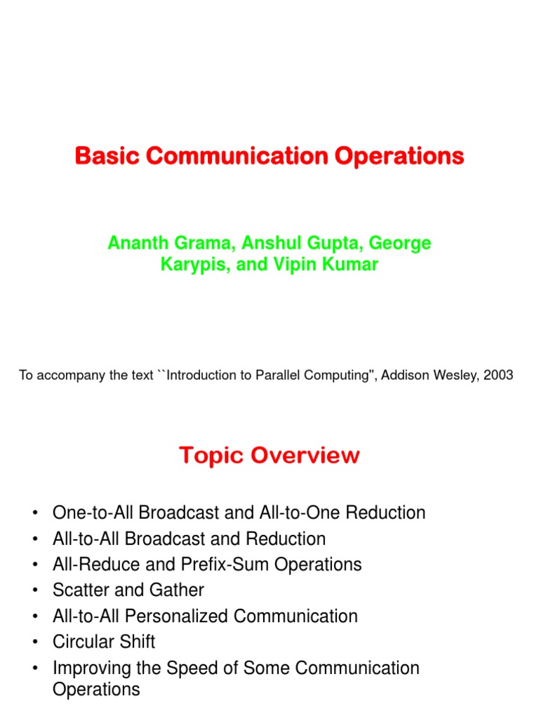 Basic Communication Operations | PDF | Matrix (Mathematics) | Areas Of Computer Science