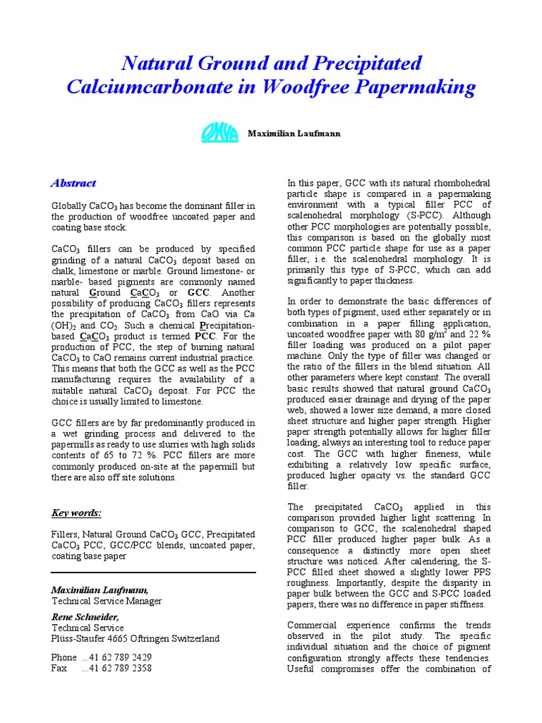 PCC in Paper Making | PDF | Paper | Industries