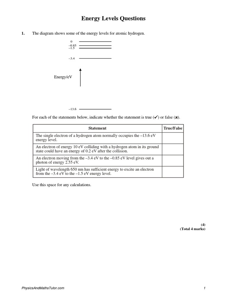 2.5.2 Energy Levels PDF | PDF | Energy Level | Electronvolt