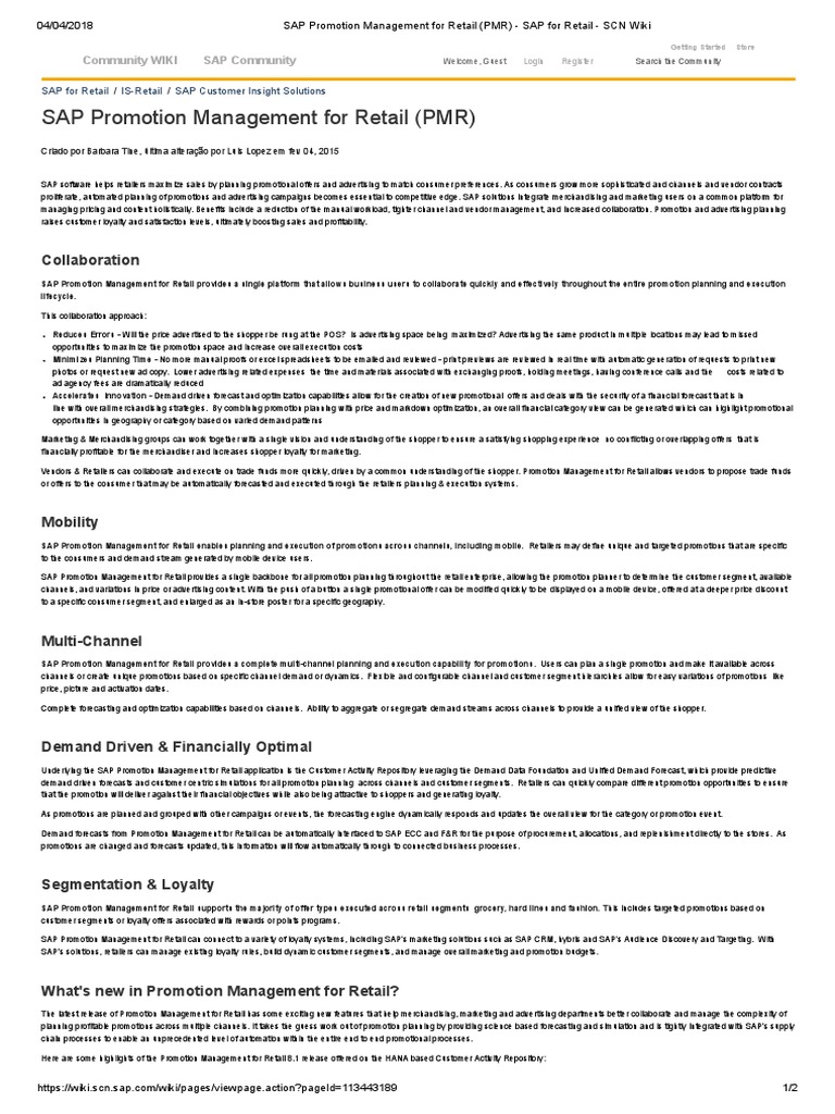 SAP Promotion Management For Retail (PMR) - SAP For Retail - SCN Wiki ...