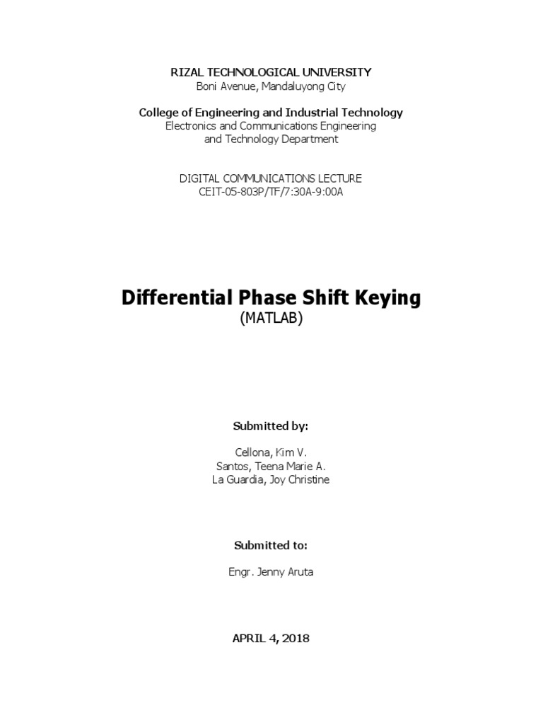 Differential Phase Shift Keying | PDF | Modulation | Telecommunications ...