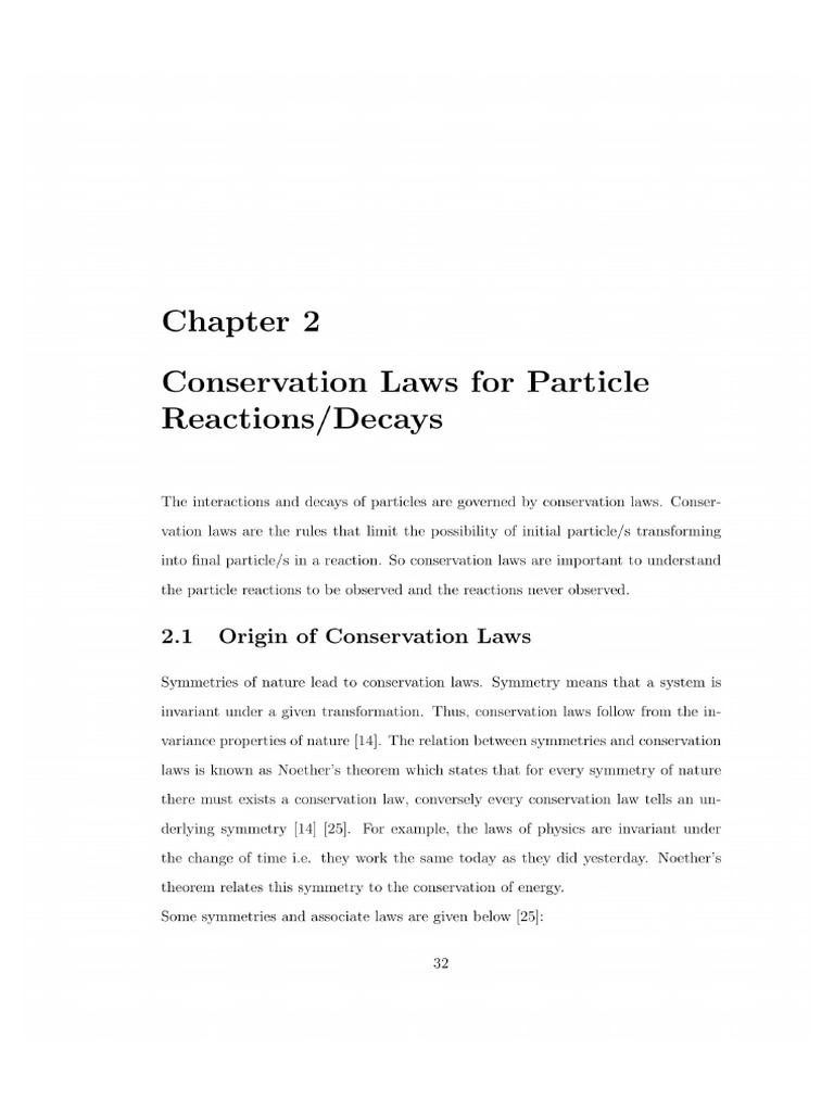 Conservation Laws in Particle Physics Chap 2 | PDF