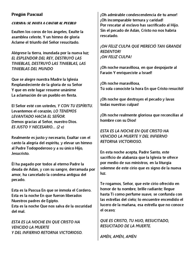 Pregón Pascual | PDF | Pascua de Resurrección | Cristo (título)