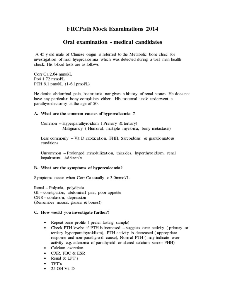 Frcpath Mock Examinations 2014 Oral Medical Candidates | PDF | Rtt ...