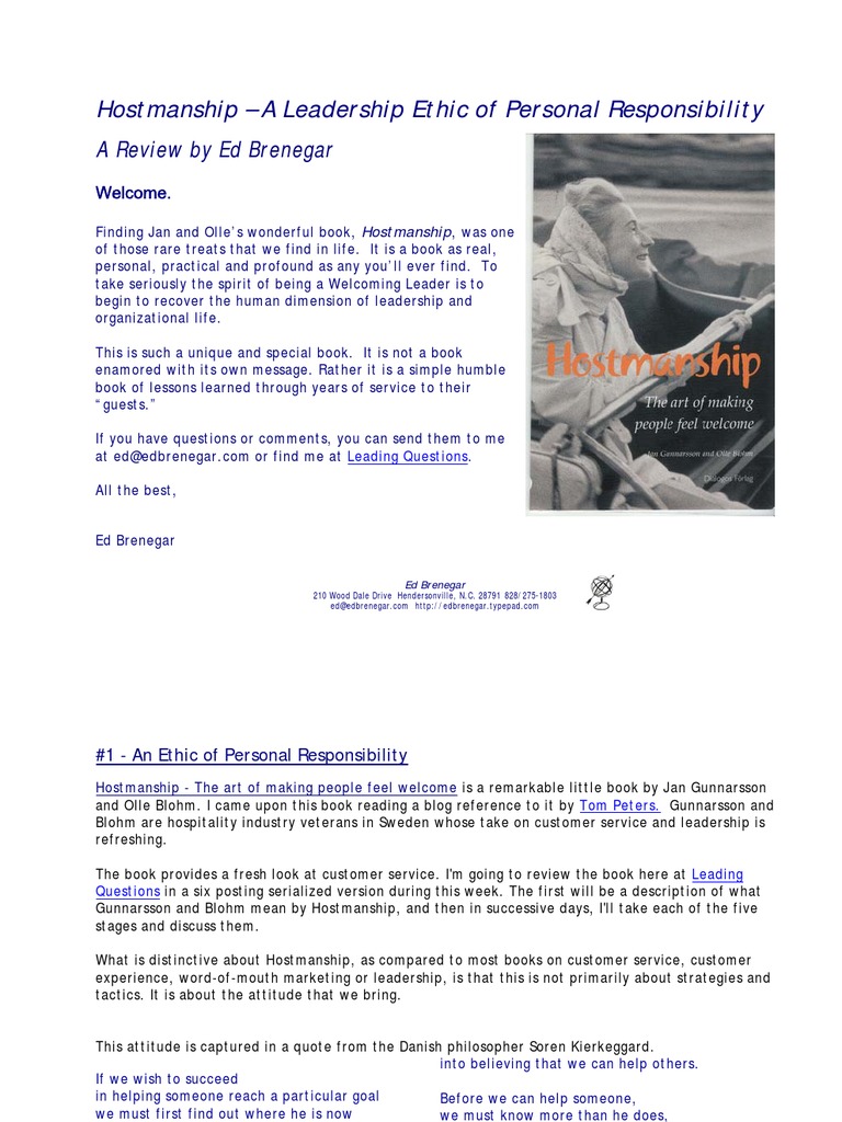 Hostmanship: The Art of Making People Feel Welcome - A Circle of Impact ...