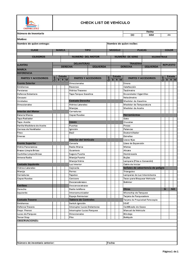 Check List | PDF | Vehículos de ruedas | Industria automotriz