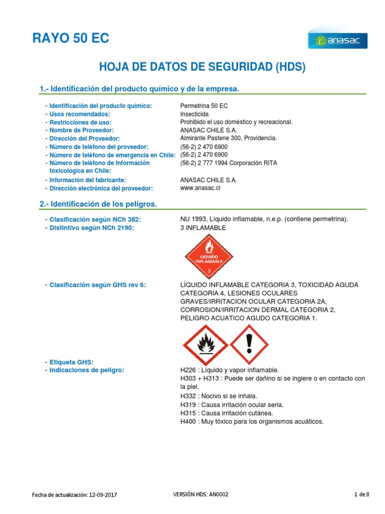 Rayo 50 Ec - HDS | PDF | Incineración | Agua