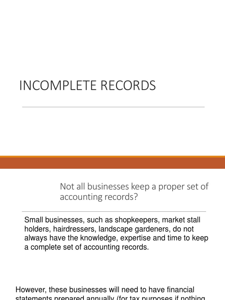 Incomplete Records | PDF | Balance Sheet | Financial Accounting