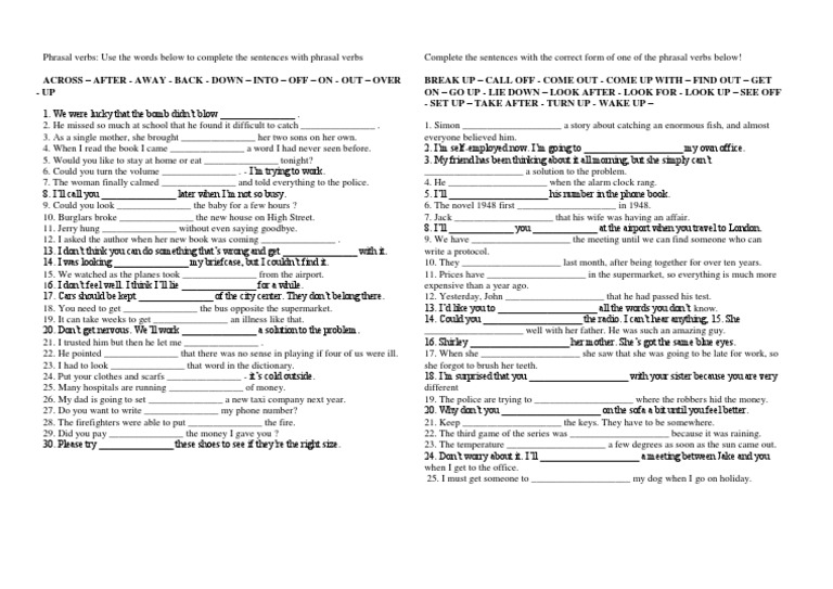 Phrasal Verbs Test | PDF | Phrase