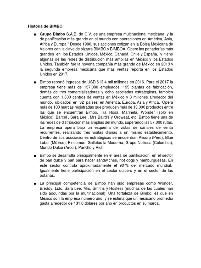 Historia de BIMBO | PDF