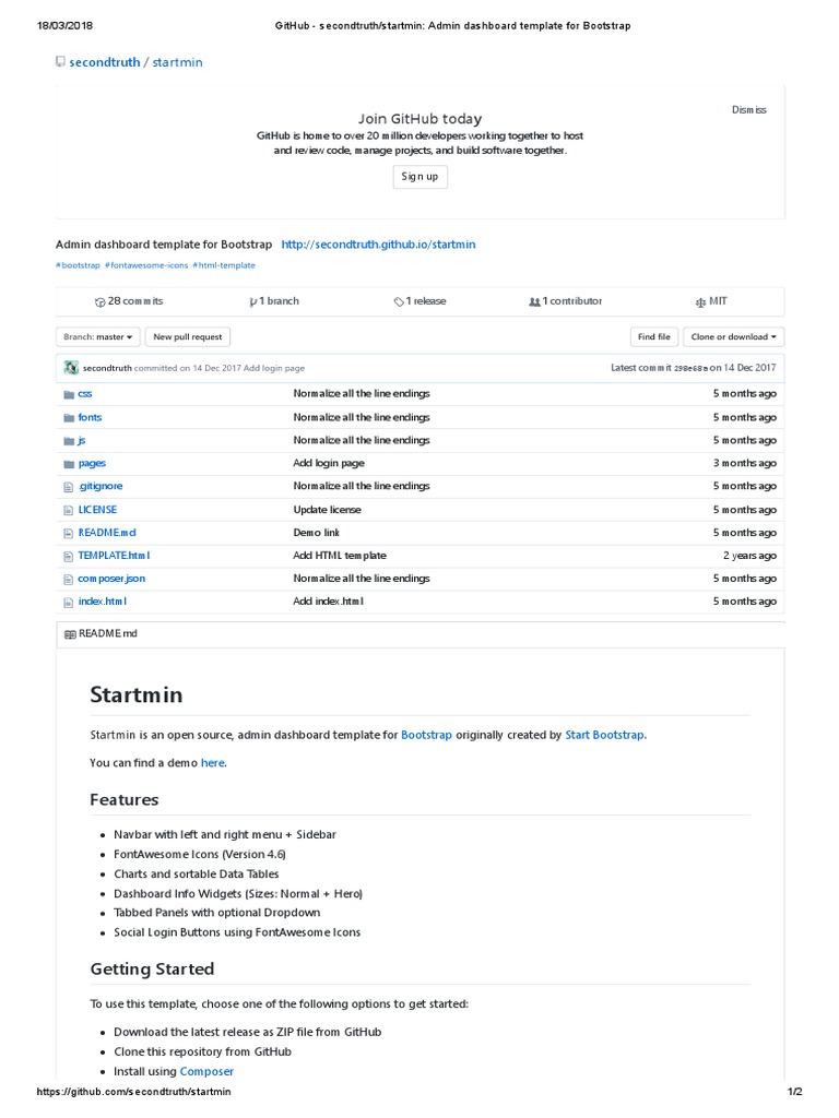 GitHub - Secondtruth - Startmin - Admin Dashboard Template For ...