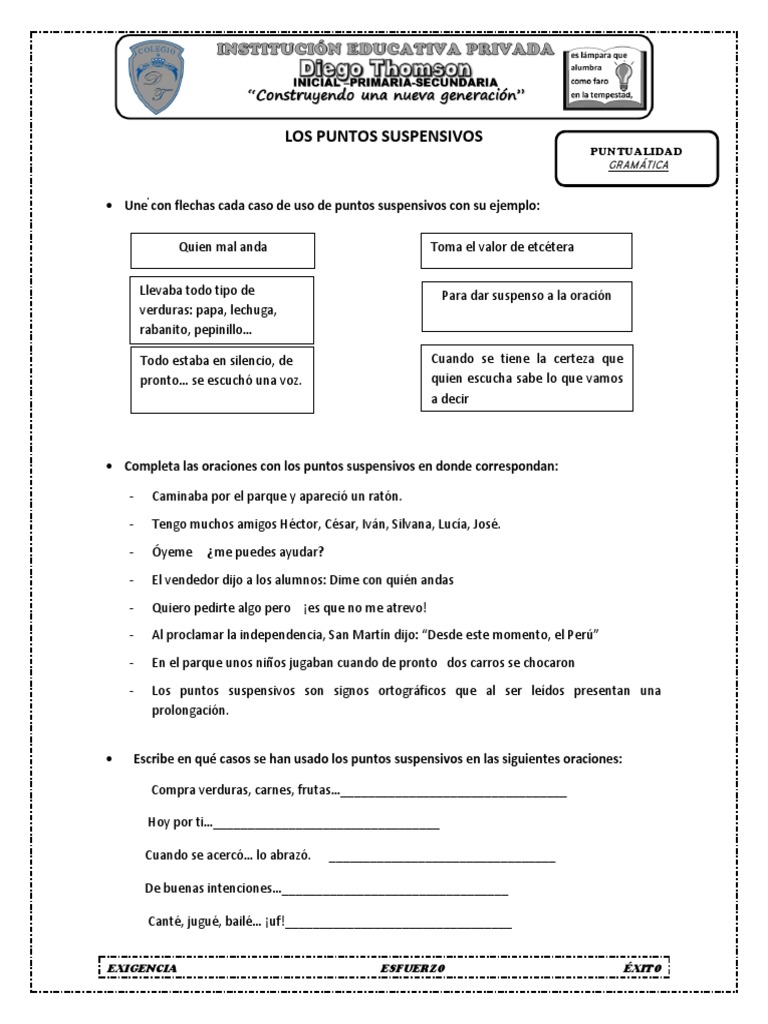 Hojas De Trabajo De Puntos Suspensivos