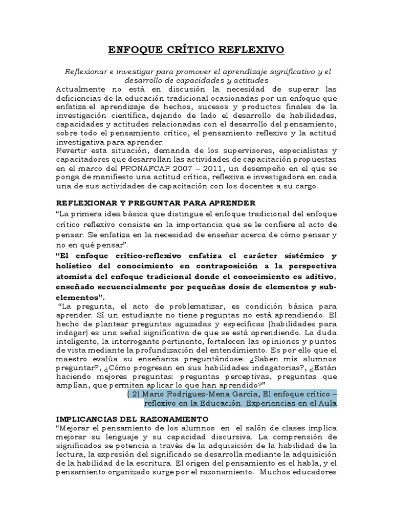 Enfoque Crítico Reflexivo | PDF | Pensamiento crítico | Razón