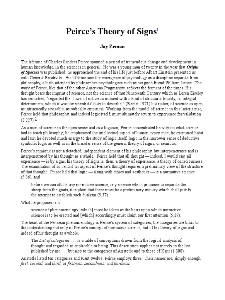 Peirce’s Theory of Signs: An Examination of Peirce’s Semiotic Framework ...