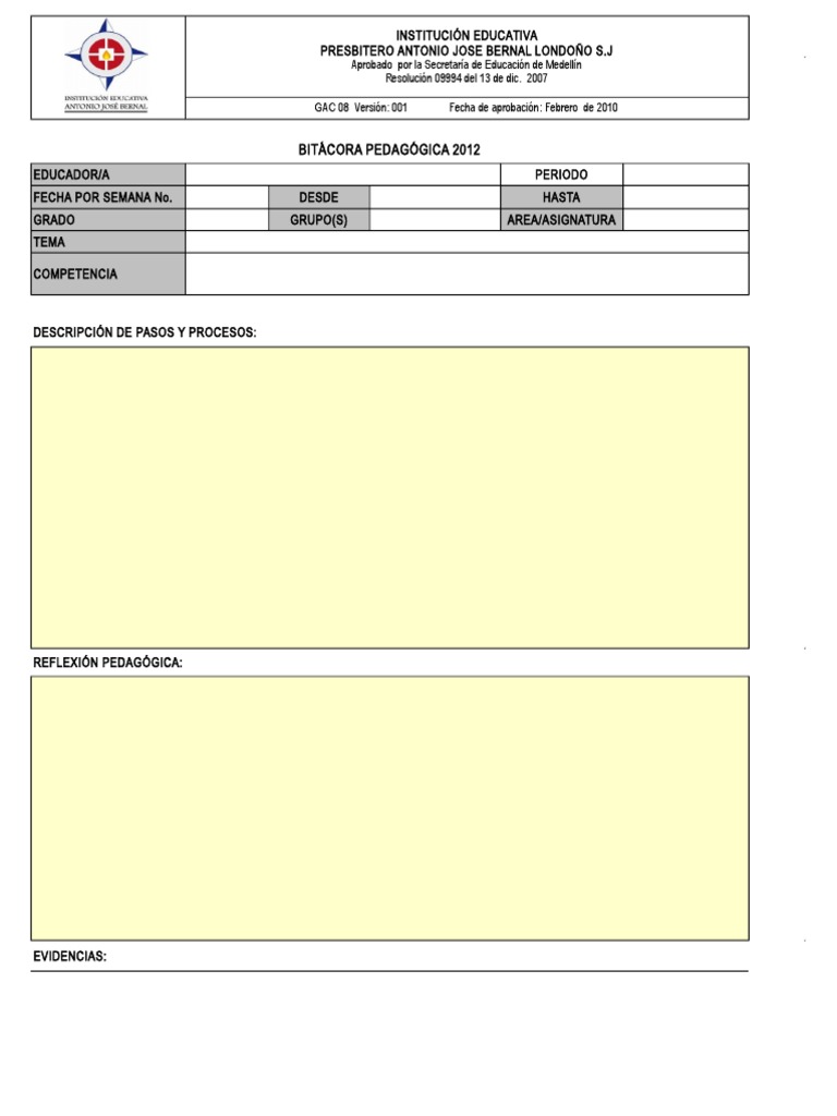 formato-bitacora | Modificación de comportamiento | Aprendizaje