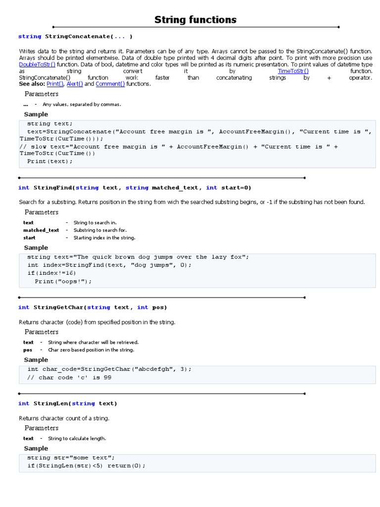 String Functions Parameters Pdf String Computer Science Integer Computer Science
