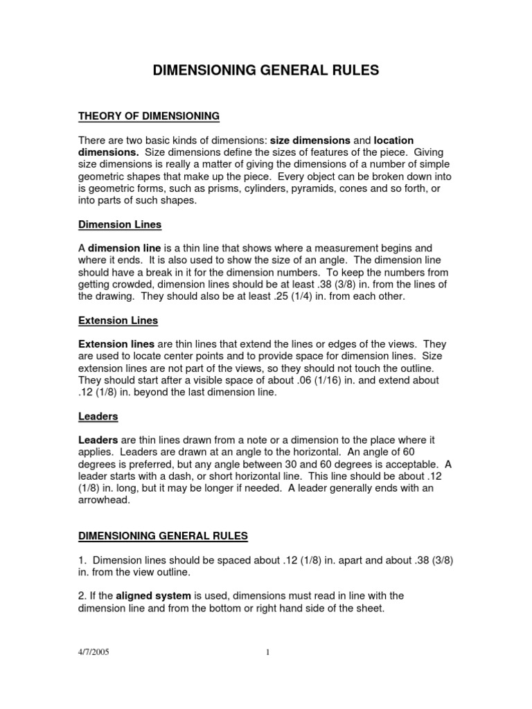 Dimensioning General Rules | PDF | Dimension | Shape
