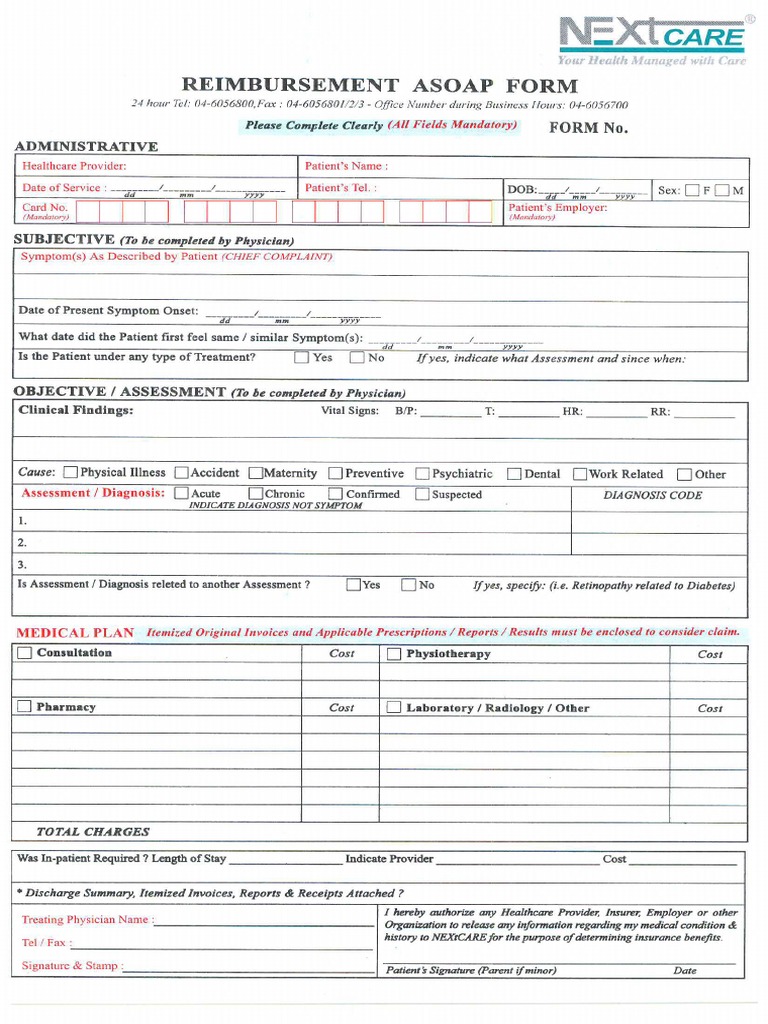 Reinsbursement Claim Form (Nextcare) | PDF