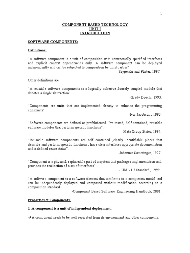 Component Based Technology Unit 1 | PDF | Component Based Software Engineering | Modular Programming