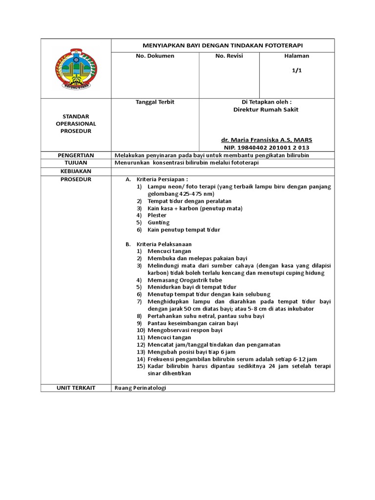 Sop Fototerapi | PDF