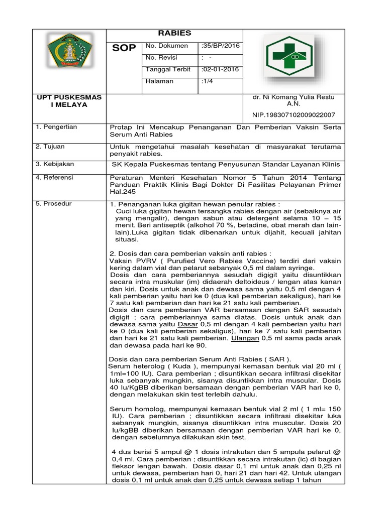 Rabies Sop | PDF