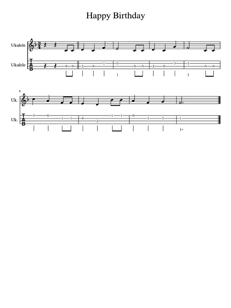 Happy Birthday (Ukulele Tabs) | PDF