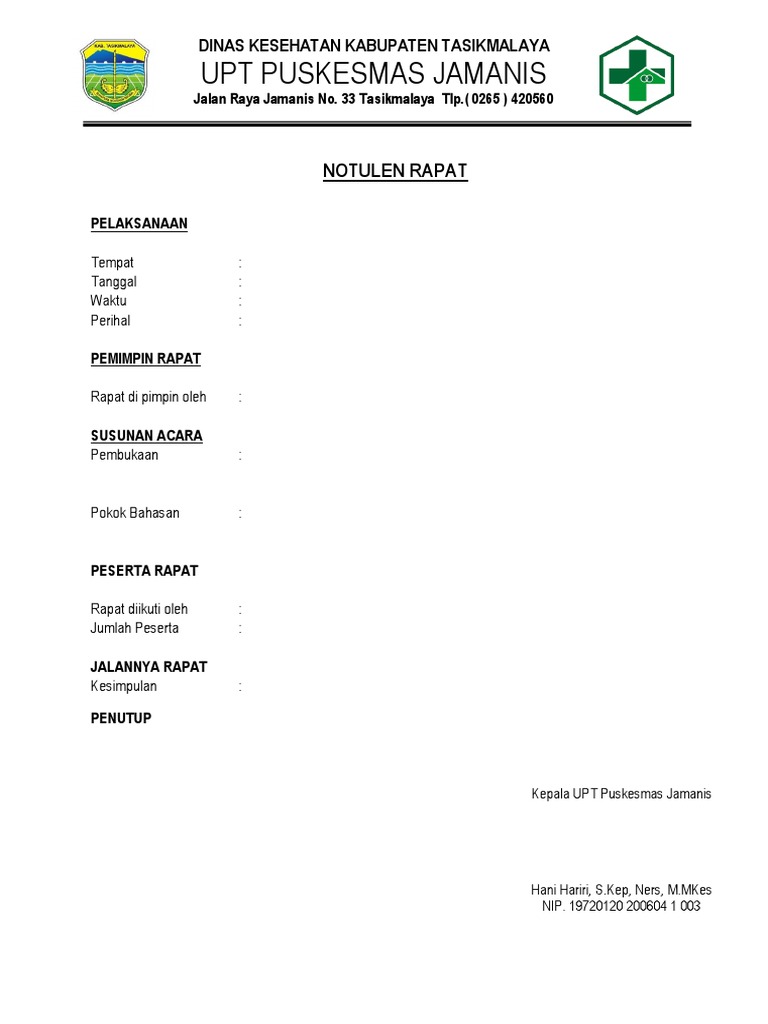 Format Notulen Rapat | PDF