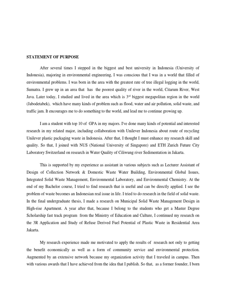 Statement of Purpose To KAUST - Fajri Mulya Iresha | Municipal Solid ...