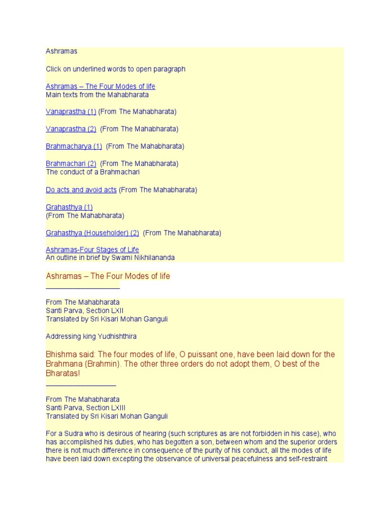 Ashramas - The Four Modes of Life | PDF | Hindu Philosophy | Indian ...