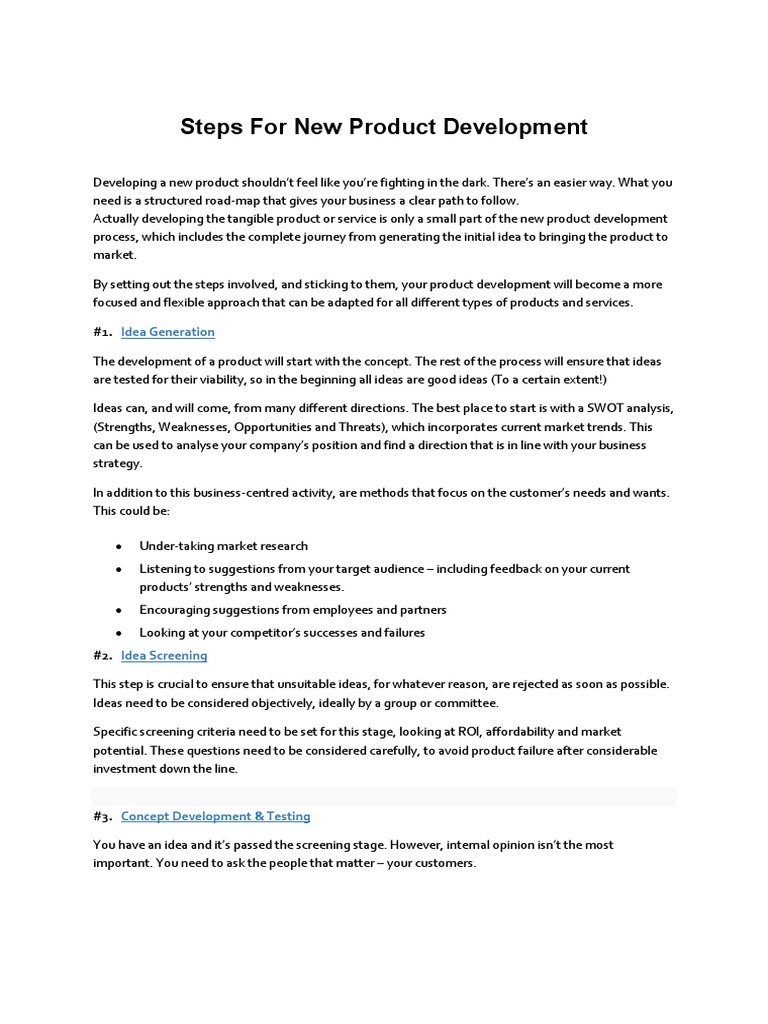 Steps For New Product Development | PDF | New Product Development ...