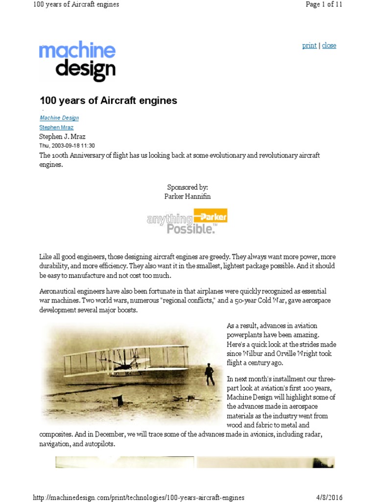 100 Years Aircraft Engine | PDF | Jet Engine | Internal Combustion Engine