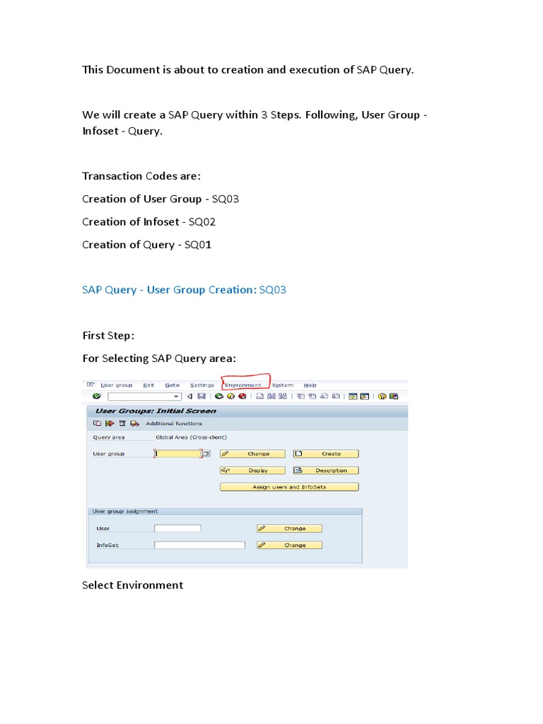 SAP Query - User Group Creation: SQ03 | PDF | Information Retrieval ...