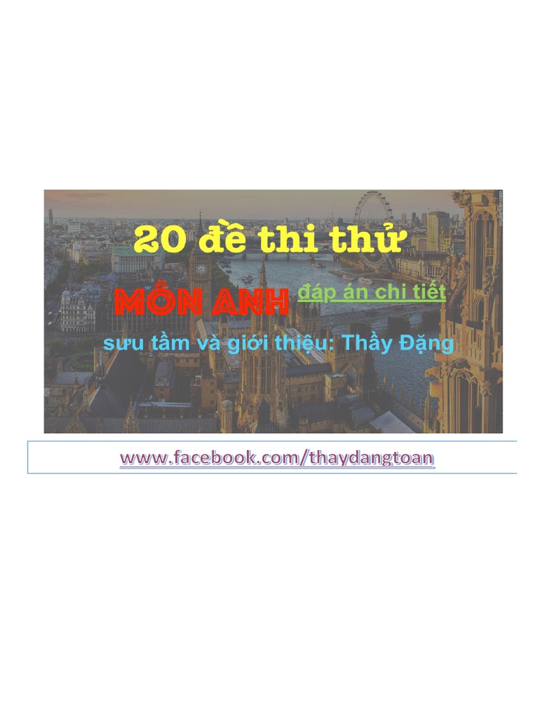 (Fb-Thaydangtoan) 20 DE THI THU MON ANH - DAP AN CHI TIET 2017 PDF | PDF | Whales | Business