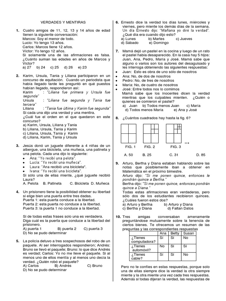 Rm Verdades Y Mentiras Pdf Verdad Ocio