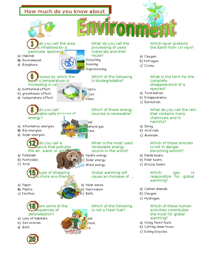 Environment Quiz | Download Free PDF | Carbon | Fossil Fuels